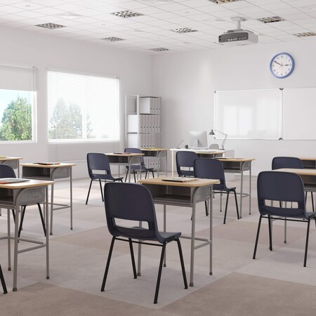 Flash Furniture 661 lb. Capacity Navy Stack Chair w/ Black Frame RUT-16-PDR-NAVY-GG | Zoro